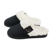 China Women Winter  buttons decoration Slipper Fluffy Slip On House Slippers Soft house Indoor Slipper for sale