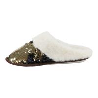 China ladies house indoor slippers  women bedroom home mesh golden sequin faux fur gslippers for sale