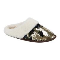China ladies house indoor slippers  women bedroom home mesh golden sequin faux fur gslippers for sale