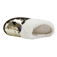 China ladies house indoor slippers  women bedroom home mesh golden sequin faux fur gslippers for sale