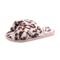 China ladies Fashionable new soft soles plush leopard-print peep-toe slippers for sale