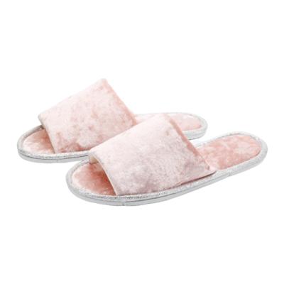 China Open Toe Pink  Ladies House Slipper Pure Color Velvet Soft Soles for sale