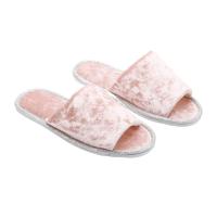 China Open Toe Pink  Ladies House Slipper Pure Color Velvet Soft Soles for sale