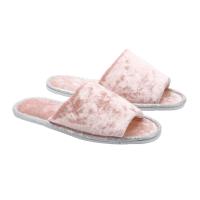 China Open Toe Pink  Ladies House Slipper Pure Color Velvet Soft Soles for sale