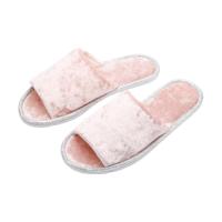 China Open Toe Pink  Ladies House Slipper Pure Color Velvet Soft Soles for sale