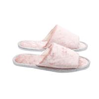 China Open Toe Pink  Ladies House Slipper Pure Color Velvet Soft Soles for sale