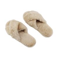 China soft sole women home indoor shoes plush faux fur slippers open toe sandals lady comfy  open toe shoes for sale