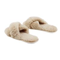 China soft sole women home indoor shoes plush faux fur slippers open toe sandals lady comfy  open toe shoes for sale