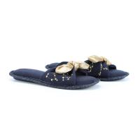 China Indoor Gold Bowknot Sandal Flat Sole Slippers Custom  For Woman for sale