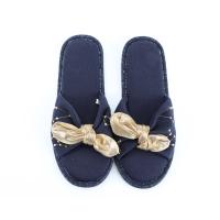 China Indoor Gold Bowknot Sandal Flat Sole Slippers Custom  For Woman for sale