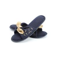 China Indoor Gold Bowknot Sandal Flat Sole Slippers Custom  For Woman for sale