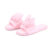 China Comfy Cozy  Women Slipper Shoes Soft Pink Animal Cartoon Rabbit Plush for sale