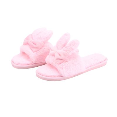 China Comfy Cozy  Women Slipper Shoes Soft Pink Animal Cartoon Rabbit Plush for sale