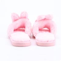 China Comfy Cozy  Women Slipper Shoes Soft Pink Animal Cartoon Rabbit Plush for sale