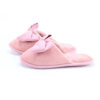 China Furry Home Slipper Shoes Ladies Bowknot Pink Plush Ladies House Slipper for sale