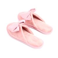China Furry Home Slipper Shoes Ladies Bowknot Pink Plush Ladies House Slipper for sale