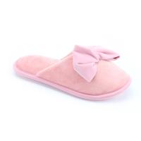 China Furry Home Slipper Shoes Ladies Bowknot Pink Plush Ladies House Slipper for sale