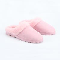 China pink faux fur soft sole women winter slippers house indoor and outdoor slippers for sale