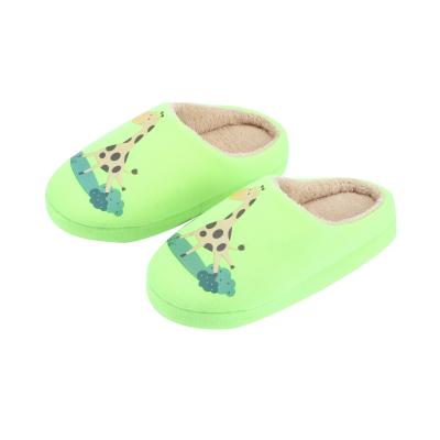 China children kids cute giraffe printed design winter warm fluffy plush green house indoor slippers for sale