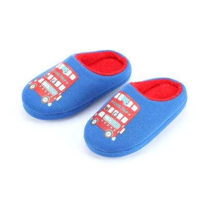 China children Winter blue Cartoon car house Indoor Kids  Plush Baby Slippers for sale