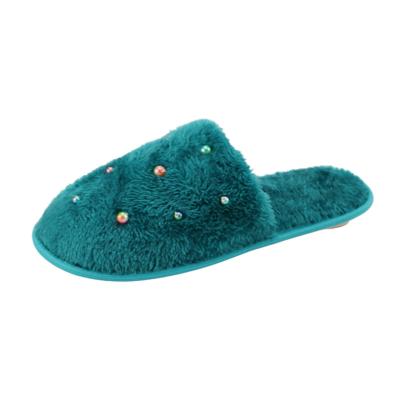 China House Indoor Women Slipper Shoes Fluffy Delicate With Soft Bottom Pearl Plush for sale