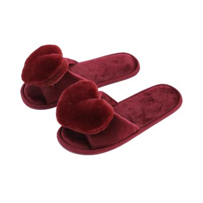 China Spring Faux Fur  Slipper Shoes Women New Style Plush Slipper Shoes Red  Indoor for sale