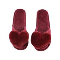 China Spring Faux Fur  Slipper Shoes Women New Style Plush Slipper Shoes Red  Indoor for sale