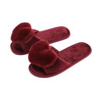 China Spring Faux Fur  Slipper Shoes Women New Style Plush Slipper Shoes Red  Indoor for sale