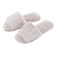 China Comfy Fur Women Slipper Shoes Pink Plush Indoor Bedroom Open Toe for sale