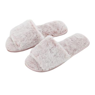 China Comfy Fur Women Slipper Shoes Pink Plush Indoor Bedroom Open Toe for sale