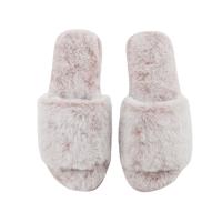 China Comfy Fur Women Slipper Shoes Pink Plush Indoor Bedroom Open Toe for sale