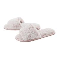 China Comfy Fur Women Slipper Shoes Pink Plush Indoor Bedroom Open Toe for sale