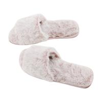 China Comfy Fur Women Slipper Shoes Pink Plush Indoor Bedroom Open Toe for sale