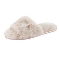 China Comfy Fur Women Slipper Shoes Pink Plush Indoor Bedroom Open Toe for sale