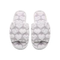 China Love Hearts Pattern Plush Slipper Shoes Women Home Leisure Slipper Shoes for sale