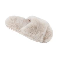 China Women Pink Flat Slippers Fuzzy Sandals Faux Fur Home Open Toe Flat Shoes for sale