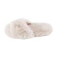 China Women Pink Flat Slippers Fuzzy Sandals Faux Fur Home Open Toe Flat Shoes for sale