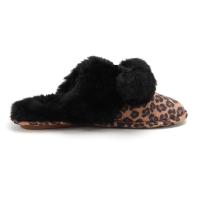 China Leopard soft fluffy faux fur slippers for ladies soft tpr sole warm women house indoor slippers for sale