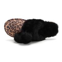 China Leopard soft fluffy faux fur slippers for ladies soft tpr sole warm women house indoor slippers for sale