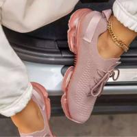 China Summer 2022 designer new Breathable Lace up Running Ladies Sneaker trendy mesh large size Women's Casual Shoes for sale