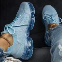 China Summer 2022 designer new Breathable Lace up Running Ladies Sneaker trendy mesh large size Women's Casual Shoes for sale