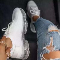 China Summer 2022 designer new Breathable Lace up Running Ladies Sneaker trendy mesh large size Women's Casual Shoes for sale