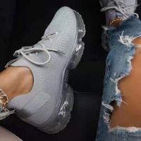 China Summer 2022 designer new Breathable Lace up Running Ladies Sneaker trendy mesh large size Women's Casual Shoes for sale