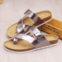 China Comfortable faux suede Strap Ladies Flat Slipper Leather Cork tpr Sole Flip Flops Slippers home slippers outdoor for sale