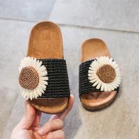 China girls Summer Cork Slippers kids delicate flower Non-slip Flat Outdoor Beach sandals for sale