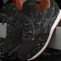 China New sports footwear women breathable lace-up running rhinestones Casual sneakers factory wholesale Walking Style Shoes for sale