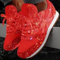 China New sports footwear women breathable lace-up running rhinestones Casual sneakers factory wholesale Walking Style Shoes for sale