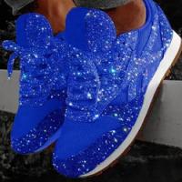 China New sports footwear women breathable lace-up running rhinestones Casual sneakers factory wholesale Walking Style Shoes for sale