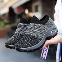 China Fashion Breathable flyknit fabric spring and summer flat women casual sneakers sports walking style shoes for sale