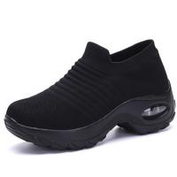 China Fashion Breathable flyknit fabric spring and summer flat women casual sneakers sports walking style shoes for sale